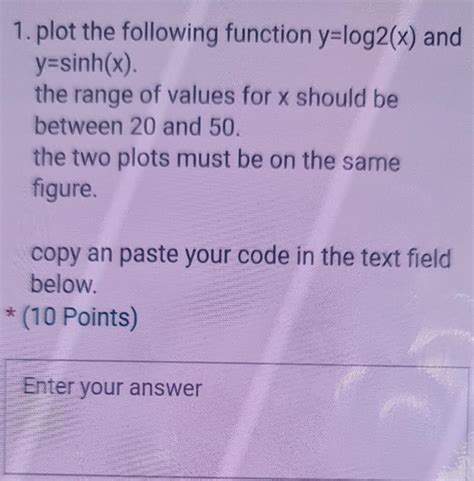 Solved 1 Plot The Following Function Ylog2x And