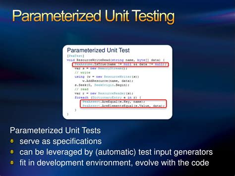 Ppt Parameterized Unit Testing Powerpoint Presentation Free Download