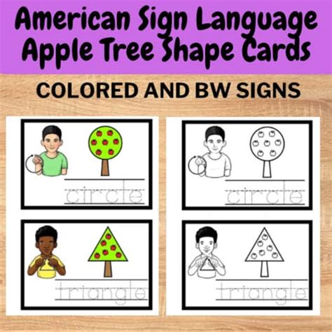 American Sign Language Asl Apple Tree Shape Vocab Cards Prek Shape
