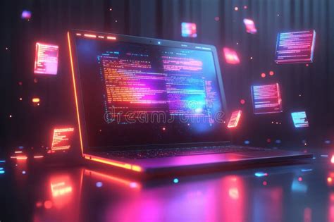Innovative Coding Showcase Digital Workspace Visual Art Futuristic