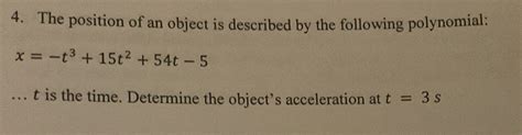 Solved The Position Of An Object Is Described By The Chegg