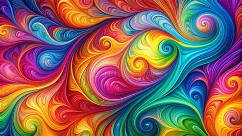 Vibrant Psychedelic Swirls Of Colorful Abstract Art Generative Ai Stock Illustration