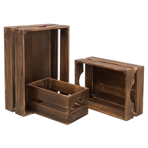Myt Rustic Dark Brown Solid Wood Storage Organizer Box