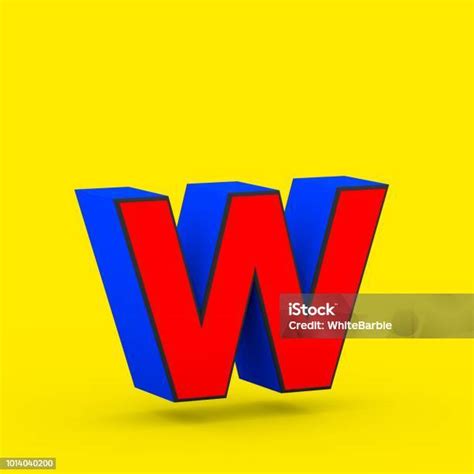 빨간색과 파란색 슈퍼 히어로 편지 W 대 소문자 노란 배경에 고립 0명에 대한 스톡 사진 및 기타 이미지 0명 3차원 형태