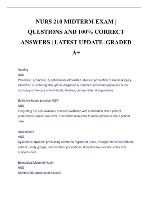 Nurs 210 Midterm Exam Questions And 100 Correct Answers Latest