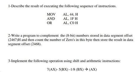 Solved Describe The Result Of Executing The Following Chegg