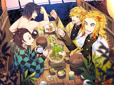 Tanjiro And Co Demon Slayers Eat Out Hd Wallpaper Download