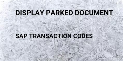 Display Parked Document Tcode In SAP Transaction Codes List