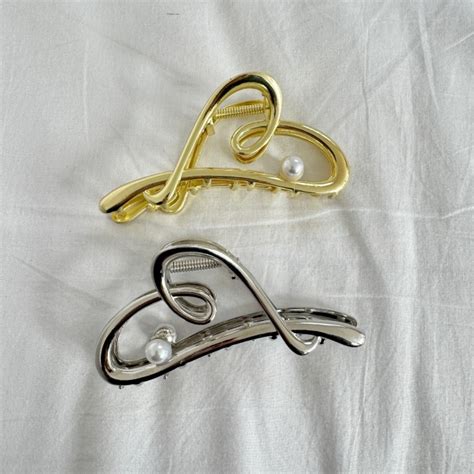 블링지니 여성헤어핀 메탈 하트 진주헤어집게핀