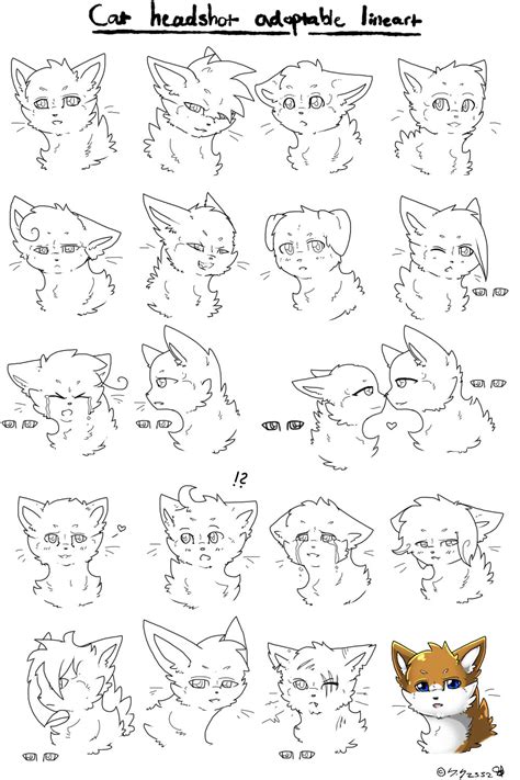 Cat Headshot Adoptable Lineart By Jazuneon On Deviantart