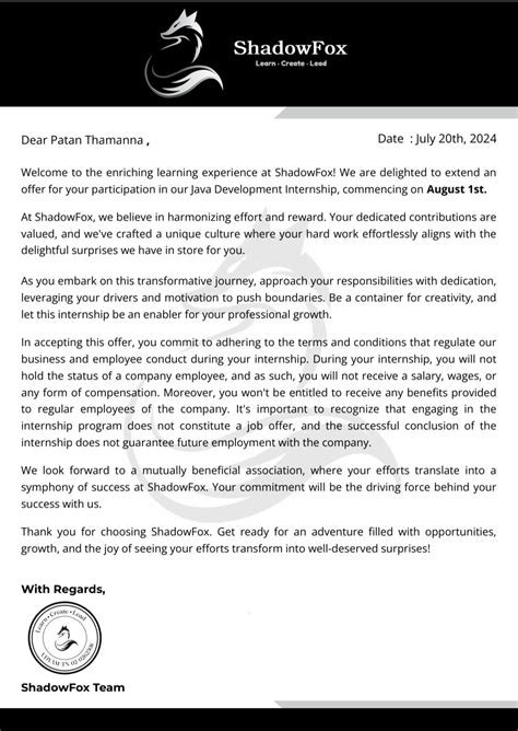 Patan Thamanna On Linkedin Connections Internship Shadowfox Javadeveloper