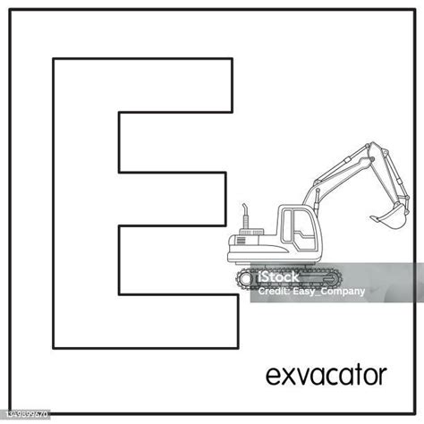 알파벳 문자 E 어퍼 케이스 또는 어린이 학습 연습 Abc에 대 한 대 문자 굴삭기의 벡터 그림 건설 산업에 대한 스톡 벡터 아트 및 기타 이미지 Istock