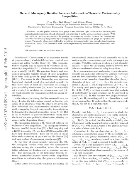 Pdf General Monogamy Relation Between Information Theoretic Contextuality Inequalities
