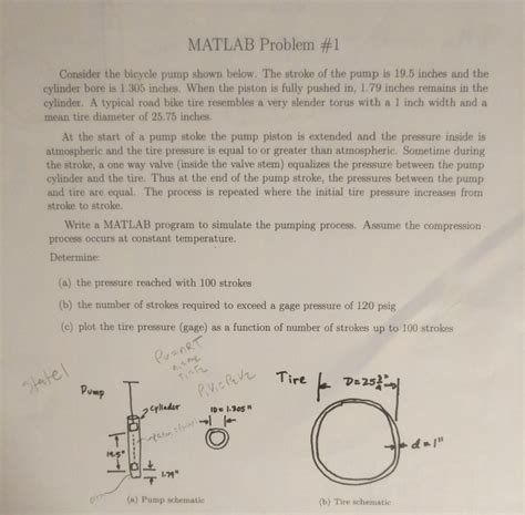 Solved Matlab Problem 1 Consider The Bicycle Pump Shown