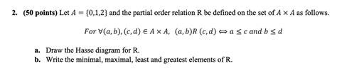 Solved Let 𝐴 012 And The Partial Order Relation R Be