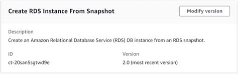 RDS Database Stack Create From Snapshot AMS Advanced Change Type Reference