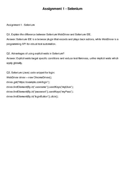 Assignment 1 Selenium Assignment 1 Selenium Assignment 1 Selenium