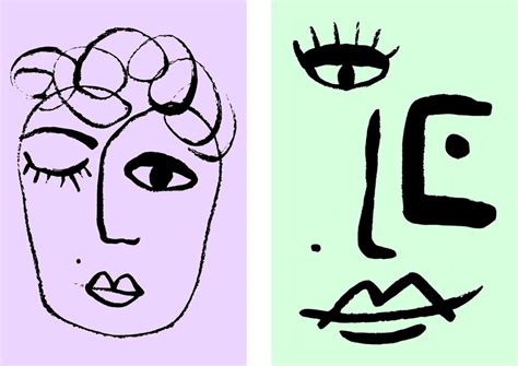 잉크 드로잉 포스터 아트 갤러리 템플릿 Linocut 복제 라인 아트 모더니스트 라인 아트 인쇄 프리미엄 벡터