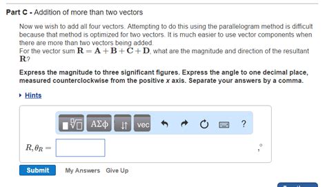 Solved Geometric And Component Vector Addition Part A Chegg