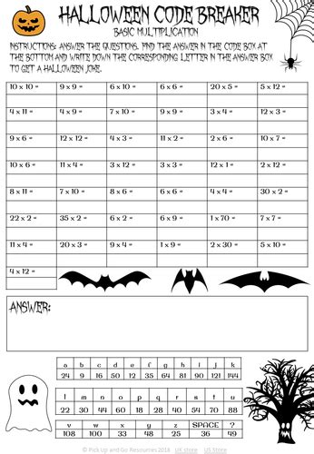 Halloween Maths Multiplication Code Breaker Teaching Resources