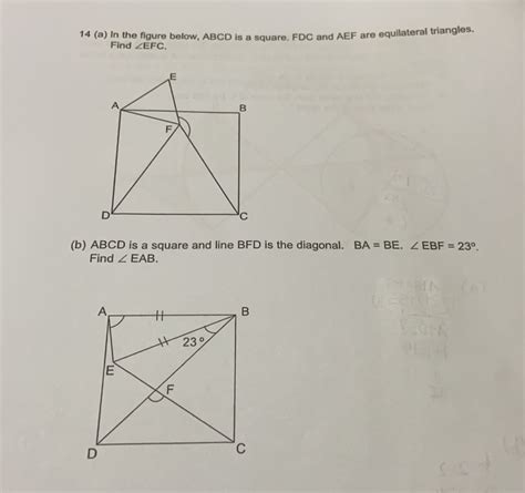 Solved 14 A In The Figure Below Abcd Is A Square Fdc And Aef Are