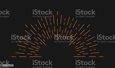 선버스트 아이콘입니다 검은 배경에 고립 된 태양의 주황색 반원이 터졌습니다 선 광선 별의 불꽃 빈티지 스타버스트 벡터 일러스트 레이 션 반이 채워진에 대한 스톡 벡터 아트
