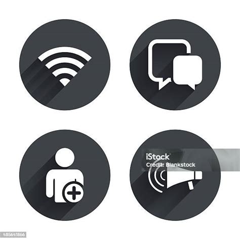 Wifi 및 챗 비눗방울 사용자 추가 휴대용 마이크 0명에 대한 스톡 벡터 아트 및 기타 이미지 0명 2015년 라벨