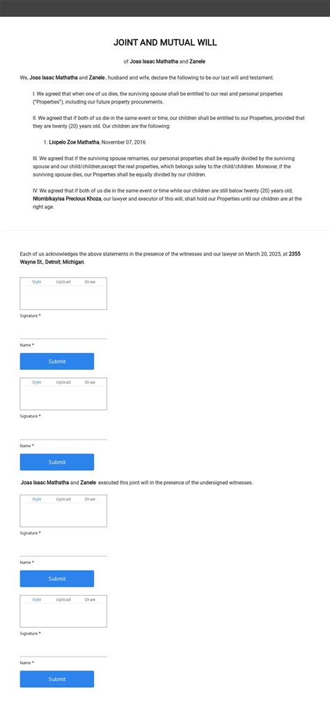 FREE Joint Will Template Download In Word Google Docs Template Net