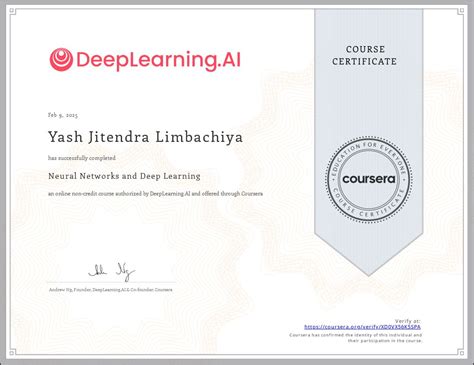 Yash Limbachiya On Linkedin Ai Machinelearning Neuralnetworks Deeplearning Coursera