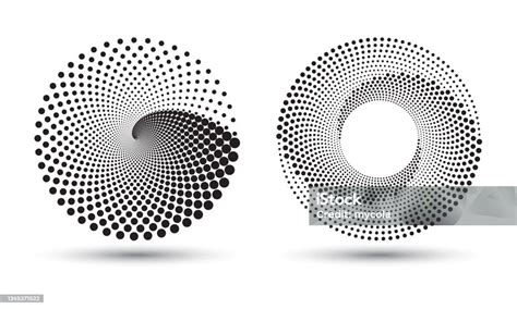 하프톤 도트 세트를 원 형태로 설정합니다 둥근 로고 또는 아이콘 벡터 는 디자인 요소로 점선 그림을 점선 비틀어진에 대한 스톡 벡터 아트 및 기타 이미지 Istock