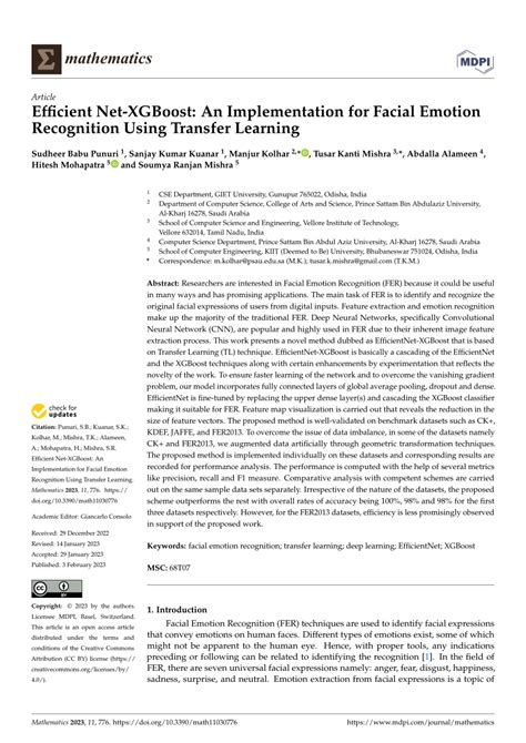 pdf efficient net xgboost an implementation for facial emotion