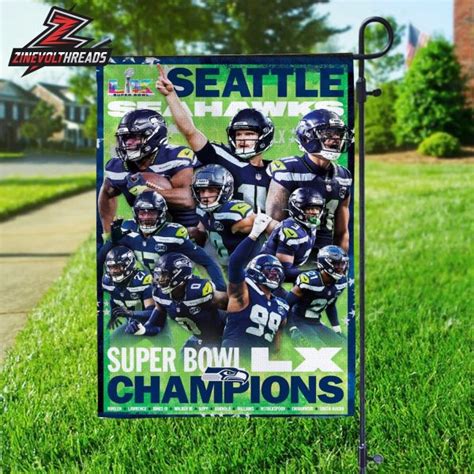 Seattle Seahawks Super Bowl Lx Champions Roster Double Sided Garden