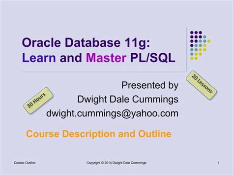 oracle database 11g learn and master pl sql course outline ppt