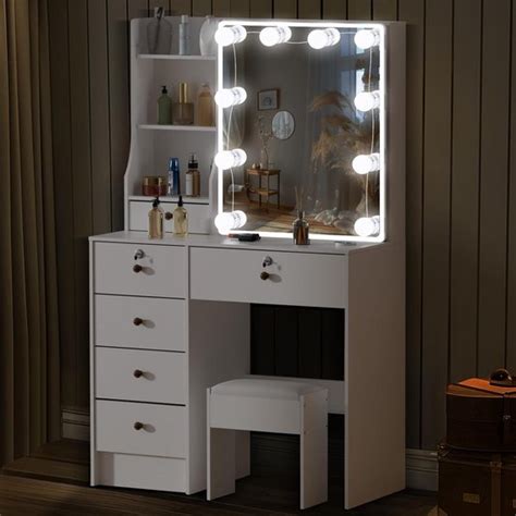 Make Uptafel Met Ledverlichting Kaptafel Met Spiegel 3 Kleuren