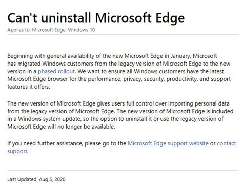 Microsofts ‘cant Uninstall Microsoft Edge Support Page Is Hilariously Telling The Verge