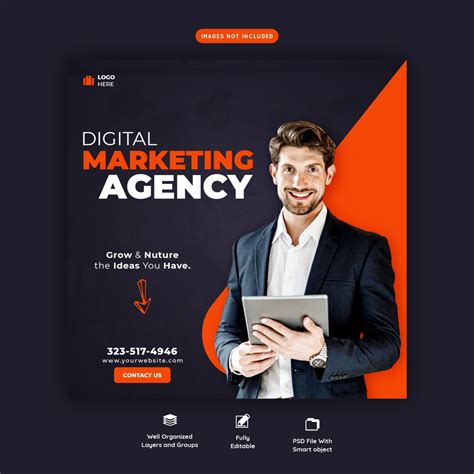 دانلود رایگان فایل لایه‌باز Psd قالب آماده پست تبلیغاتی اینستاگرام موضوع دیجیتال مارکتینگ