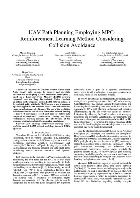 Pdf Uav Path Planning Employing Mpc Reinforcement Learning Method