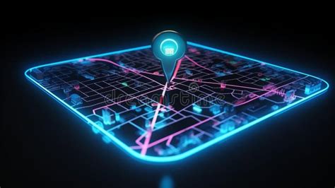 Glowing Digital Geolocation Gps Interface Stock Illustration Illustration Of Location