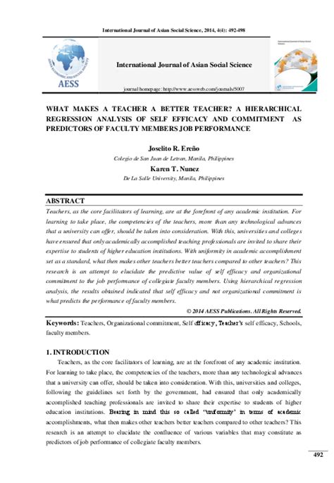 Pdf What Makes A Teacher A Better Teacher A Hierarchical Regression