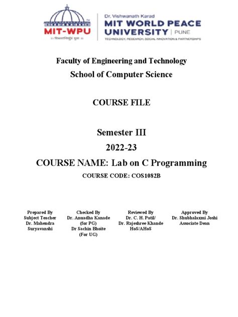 Cos1082b Lab On C Programming Pdf Pointer Computer Programming