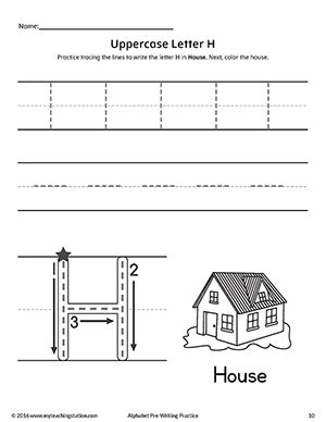 FREE Uppercase Letter H Pre Writing Practice Worksheet