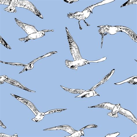 Premium Vector Seamless Background Of The Flying Sea Gulls