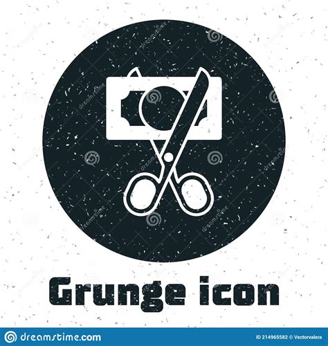 Grunge Scissors Cutting Money Icon Isolated On White Background Price Cost Reduction Or Price