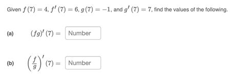 Solved Given F 7 4 F 7 6 G 7 1 And G 7 7 Find The Chegg Com