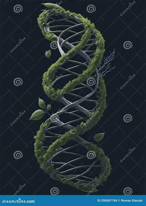 Dynamic Representation Of A Dna Helix Merging With Nature S Elements Ai Generated Stock