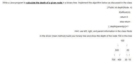 Solved Write A Java Program To Calculate The Depth Of A