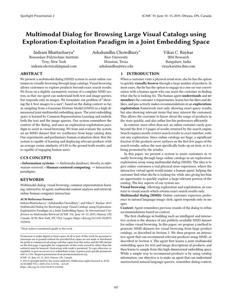 Pdf Multimodal Dialog For Browsing Large Visual Catalogs Using Exploration Exploitation