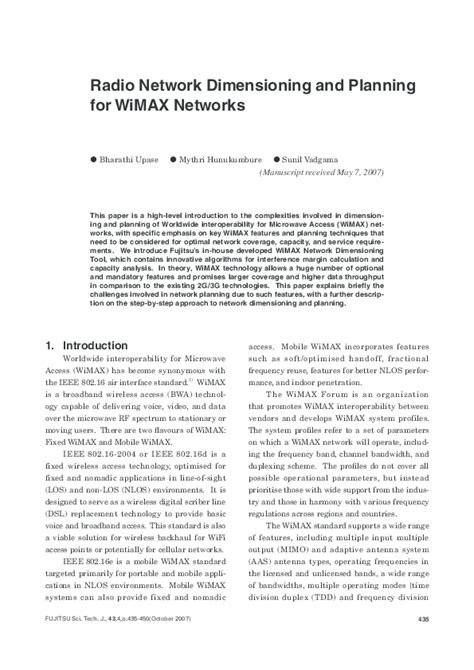 pdf radio network dimensioning and planning for wimax networks