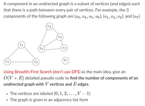 solved a component in an undirected graph is a subset of