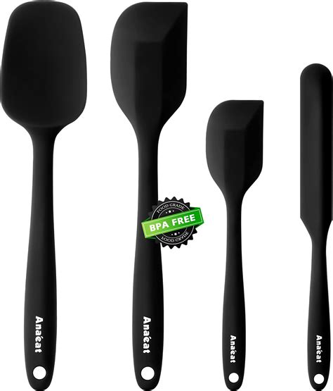 Anaeat Silicone Spatula Set Of 5 One Piece Seamless Design Non